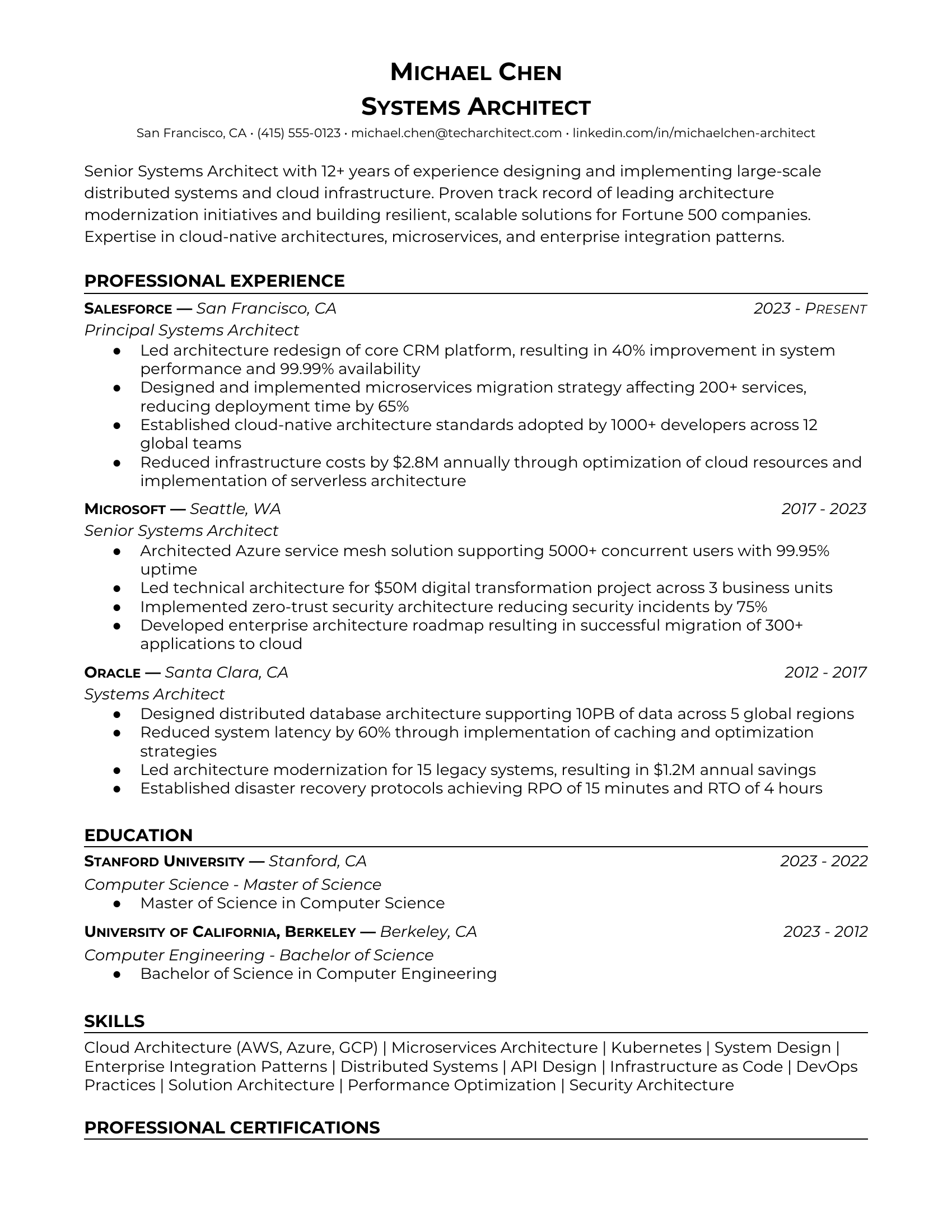 Systems Architect in Technology Resume Examples & Tips for 2025 | Careerday